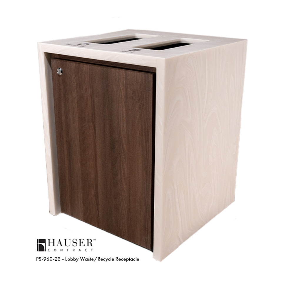 Lobby Waste/Recycle Receptacle - 2 Stream - Hauser Contract